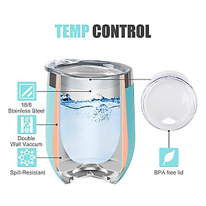 Supkiir Mom Juice, 12 oz Wine Tumbler, Double Wall Vacuum Insulated Wine Glasses with Lid, Stainless Steel Cup for Wine,Coffee,Cocktails|Perfect Mother's Day, Christmas