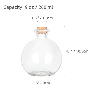 Magic Season Decorative Glass Bottles with Cork Stoppers (9 fl oz. Potion Bottles / 6 Pcs)