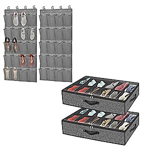 Over the Door Hanging Shoe Rack Organizer for Closet, Kids Shoes Storage Holder with 40 Large Mesh Pockets & Sturdy Hooks for Door and Wall