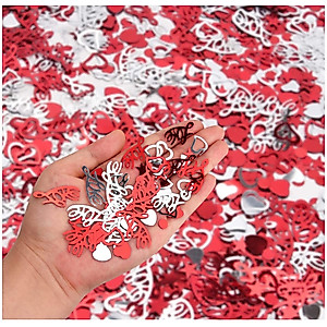 Red Silver Heart Confetti Glitters,Mix Heart Love Table Scatter Confetti for Valentine's Day Wedding Anniversary Party Bridal Shower Home Table Decoration,Photo Booth Backdrop(120g/4.2oz 2000PCS)