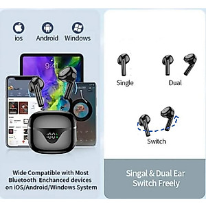 FangZhou True Wireless Earbuds Bluetooth 5.3 Headphones with Wireless Charging Case IPX5 Sweat Waterproof Stereo Earphones in-Ear Built-in Mic Headset for Gaming/Music/Driving/Chatting/Meeting