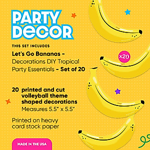 Big Dot of Happiness Let's Go Bananas - Decorations DIY Tropical Party Essentials - Set of 20
