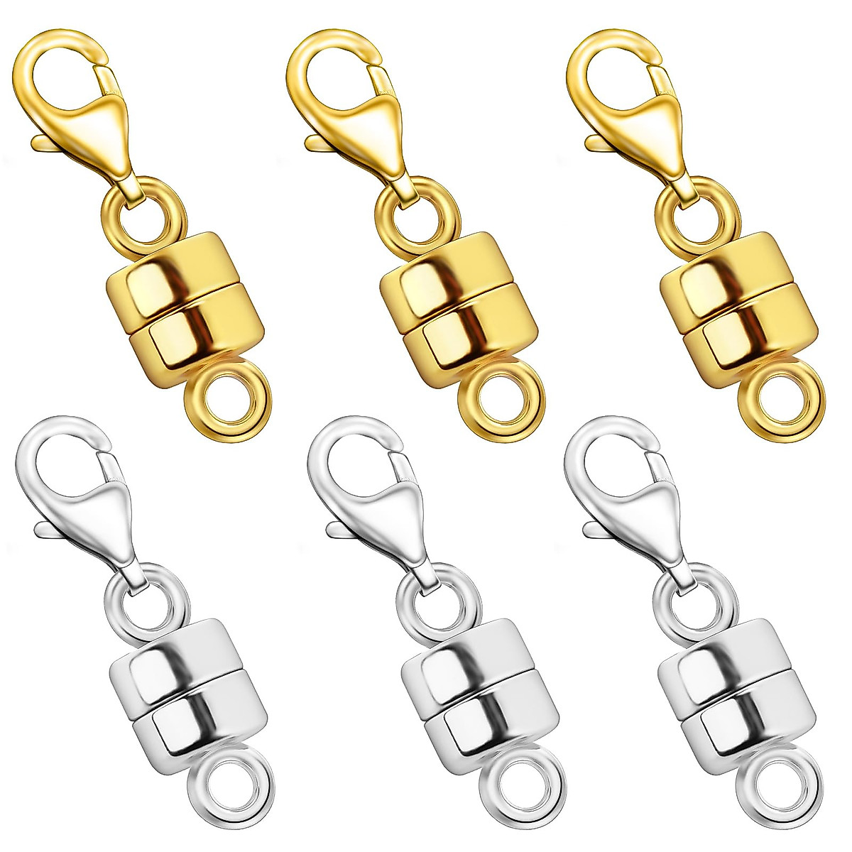 Qulltk Magnetic Necklace Clasp with Lobster Clasp 18K Gold and Silver Magnetic Jewelry Clasps for Necklaces Extender Bracelet Clasps and Closures