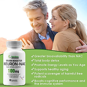 Nutriissa Neuron NAC Supplement N-Acetyl Cysteine Ethyl Ester - 20x More Bioavailable Than NAC 1200 mg - Boost Glutathione 10x More Than Liposomal Glutathione - N Acetyl (90 Capsules)