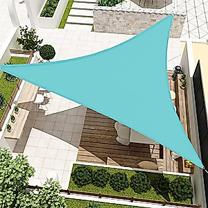 FLORALEAF Sun Shade Sail 16'x16'x16' Equilateral Triangle Terylene UV Block Waterproof Canopy Awning for Patio Backyard Lawn Garden Outdoor Activities, Turquoise