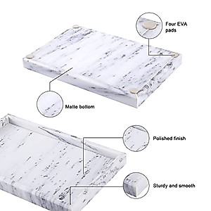 HESHIBI Marble Tray,Bathroom Tray,100% Natural Marble Vanity Tray for Bathroom,Kitchen,Toilet Tank,Vanity. White 12"x 8" x1.2"