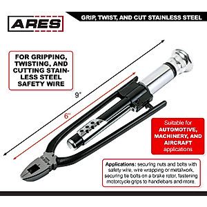 ARES 10009-6-inch Reversible Wire Twister Pliers - Auto Return - Untwist Tool can Grip, Twist, and Cut Stainless Steel Safety Wire on Vehicles, Machinery, and Aircraft