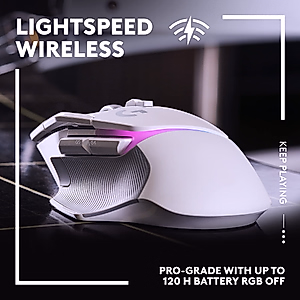 Logitech G502 X Plus Lightspeed Wireless Optical Mouse - LIGHTFORCE hybrid switches, LIGHTSYNC RGB, HERO 25K gaming sensor, compatible with PC - macOS/Windows - White