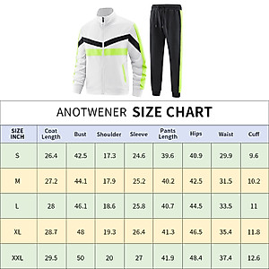 ANOTWENER Track Sweat Suits For Men Set Sweatsuits 2 Piece Sets Warm Up Tracksuit Jogging Suit Joggers Two Piece Outfits Jacket and Pants Sport Fashion Running Clothing White 248-XL