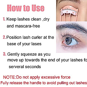 gootrades Eyelashes Curler with Built-in Comb, Separated Eyelashes Curler Crimp-Free Lashes with 2 Refill Pads, Get a Lash Lift in Seconds, Durable Carbon Steel Body with Comfort Grip