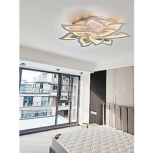 Modern Dimmable LED Ceiling Light Living Room Chandelier Metal Acrylic with Remote Control Flush Mount Ceiling Lamp Chic Design Kitchen Hanging Lamp Bedroom Painted Finish Pendant Lighting (33.4")