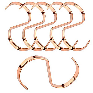 6 Pieces, Rose Gold S Flat Hooks, Used in Kitchen, Office, Bathroom, Closet, Basket, Outdoor, Metal S-Shaped Hook, S-Shaped Hanger Hook.