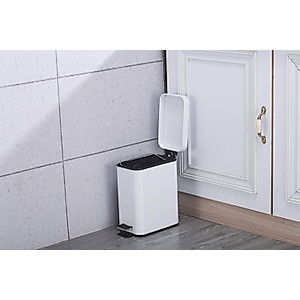 Smartbin 5L 1.3 Gal Stainless Steel Kitchen Trash Can Pedal Dust Bin Waste Basket Garbage Bin with Lid Inner Bucket Rectangular Waste Bin in-Home Recycle Bin