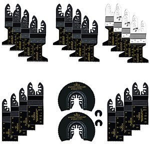 OHROS 24Pcs Titanium Oscillating Saw Blades Professional Universal Multitool Blades for Wood Plastics Metal Fit Dewalt Ryobi Quick Release Multi Tool Blades Kits All Purpose Cutting Coping Tools