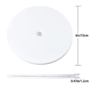 6 inch Lazy Susan Turntable White Acrylic Ball Bearing Rotating Tray for Spice Rack Table Cake Kitchen Pantry Decorating Bathrooms TV Laptop Computer Monitor, 30-lb Load Capacity (360˚ Rotation)