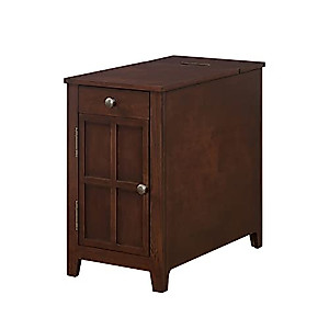 Ball & Cast End Table with Charging Station Chair Side Table Built-in USB Ports & Outlets, Dark Brown