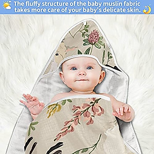 Goat Sheep Cow Flower Hooded Baby Towel Cartoon Animal Plant Baby Bath Towel Unisex Soft Organic Cotton Washcloths Toddlers Shower Gifts for Boys Girls Newborn 30 x 30 in