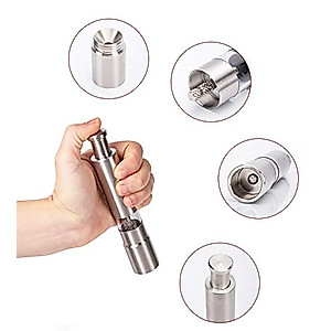 MINI Stainless-Steel One-Handed Thumb Push Button Salt and Pepper Grinder For Black Pepper Or Himalayan Salt(One pack)