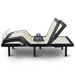 Applied Sleep Pro Full Adjustable Bed Frame, Adjustable Bed Base with Back&Leg Massage/Wireless Remote&Bluetooth APP/Under Bed Lighting/USB Ports/Back&Foot Incline/Anti Snore/Easy Assembly