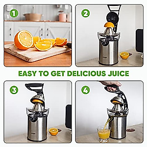 ASLATT Citrus Juicer Electric, Stainless Steel Orange Juicer Squeezer Juice Maker for Lime Grapefruit Lemon，Orange Juicer Machine, Detachable Design, Easy Clean