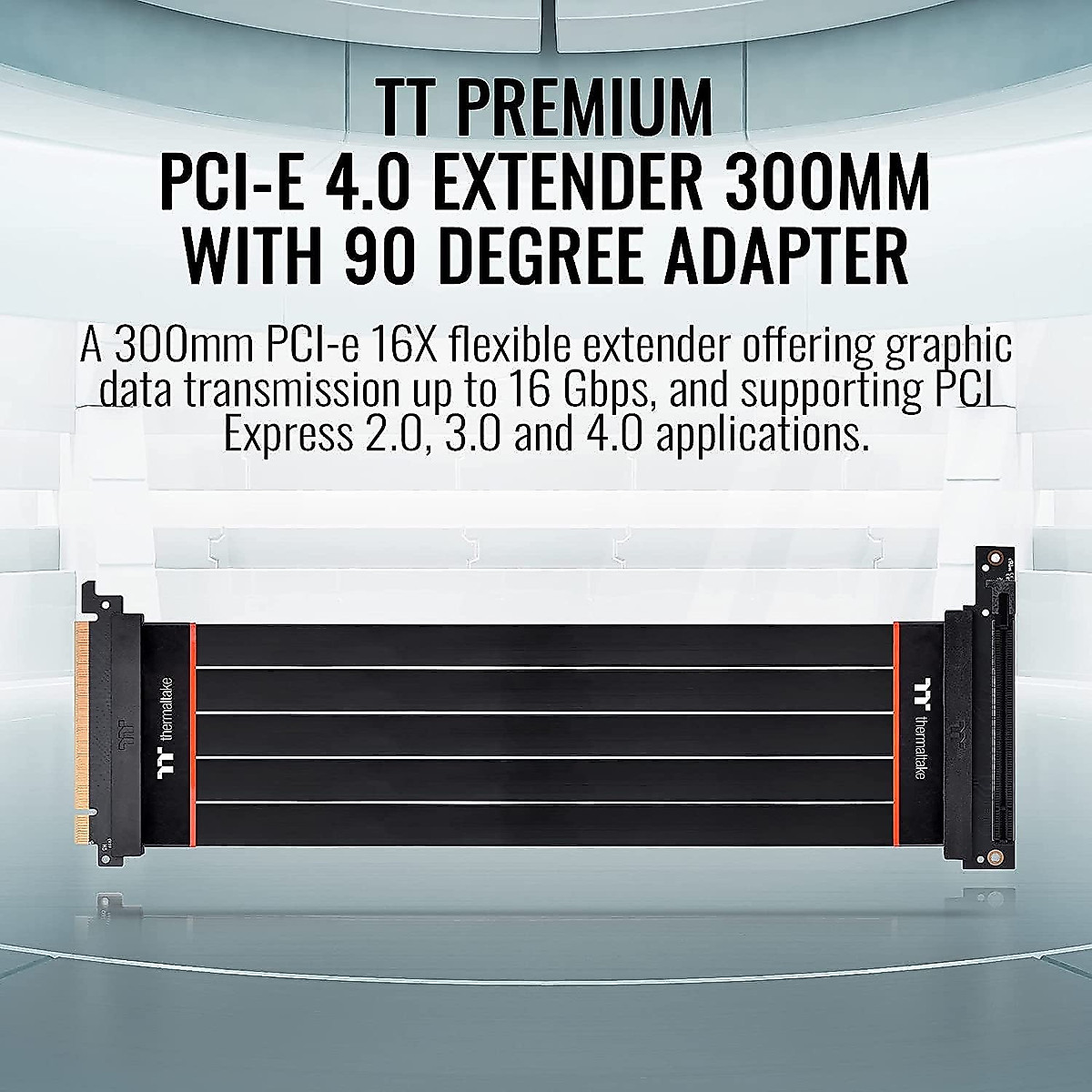 Thermaltake TT Premium PCI-E 4.0 High Speed Flexible Extender Riser Cable 300mm with 90 Degree Adapter AC-058-CO1OTN-C2 (ONLY Work Core P6 Case)