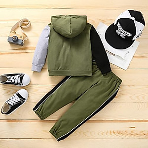 itkidboy Toddler Baby Boy Clothes Long Sleeve Hooded Pullover Striped Sweatshirt + Pants 2Pcs Outfits 18M-6T Set