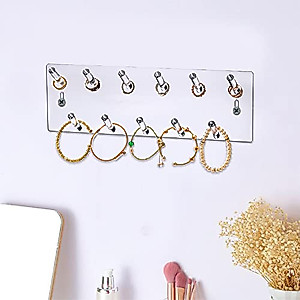 Peohud 2 Pack Wall Mounted Jewelry Stand Organizer, Acrylic Necklace Hanger with 11 Hooks, Hanging Necklace Holder, Jewelry Display Rack for Bracelets Rings Bangles Chains Key, Belts