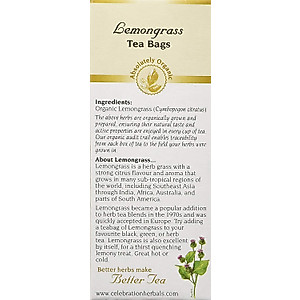 CELEBRATION HERBALS Lemongrass Tea Organic 24 Bag, 32Gm