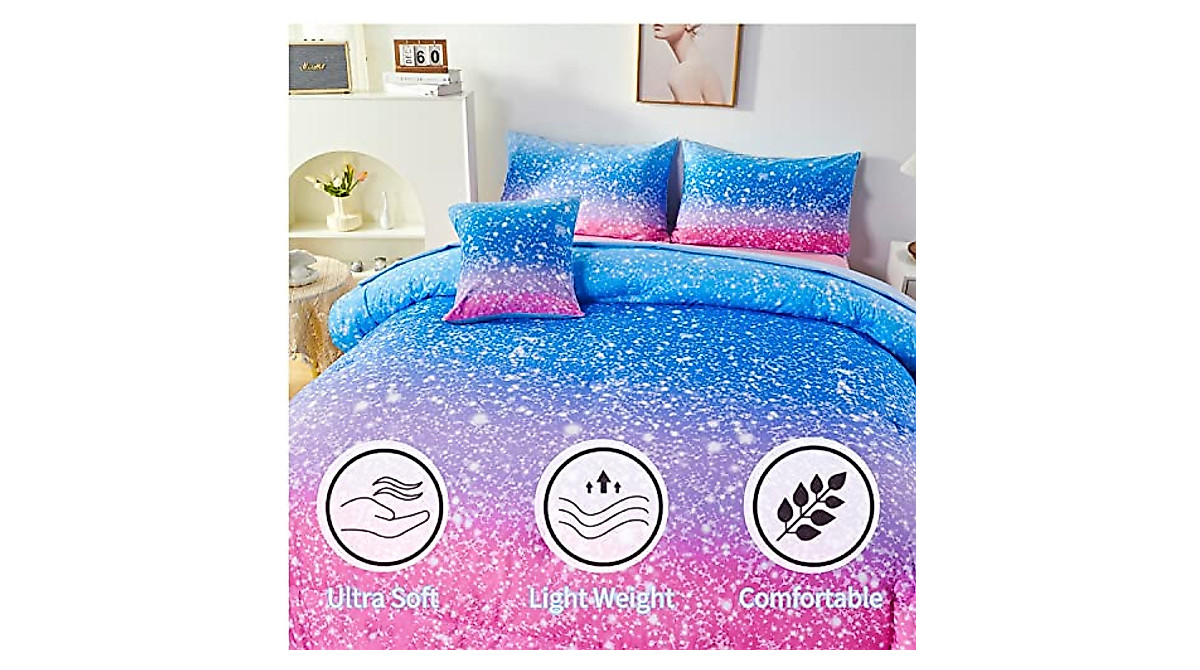 Sparkle Gradient Glitter Comforter Set for Kids