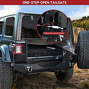 YITAMOTOR Rear Bumper with Tire Carrier Compatible for 2018-2024 Jeep Wrangler JL & Unlimited JLU (2/4 Doors), Full Width Back Bumper w/ 2" Hitch Receiver & D-Rings