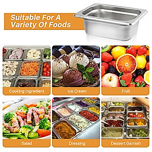 Akamino 4 Pack 1/9 Size 2 1/2 Inch Deep Steem Tabel Pans, NSF Commercial 18/8 Stainless Steel Anti-jam Steam Pan, Catering Food Pan for Restaurant,Hotel