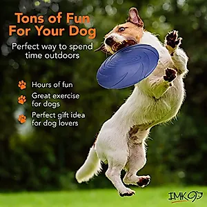 IMK9 Dog Frisbee Toy - Soft Rubber Disc for Large Dogs - Frizbee for Aggressive Play – Heavy Duty Durable Frisby for Pets – Lightweight, Interactive Flying Toy for Training Fetch, Tug of War, Catch