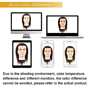 Newshair Male Mannequin Head with 100% Human Hair Haircut Training Head with Thick Hair Hairdresser Manikin Head Doll Head for Hair Styling and Practice Handsome Face Adult Head Size (8-10Inch 3B#)