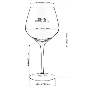 Luxbe - Crystal Wine Glasses 21-ounce, Set of 6 - Large Handcrafted Red White Wine Glass - 100% Lead-Free Crystal Glass - Professional Wine Tasting - Burgundy - Pinot Noir - Bordeaux - 650ml