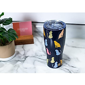 Mary Square Leader of the Pack Leopard Navy 32 ounce Stainless Steel Large Curved Tumbler with Lid