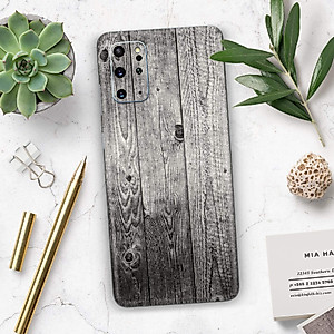 DesignSkinz Dark Washed Wood Planks Protective Vinyl Decal Wrap Skin Cover Compatible with The Samsung Galaxy S20 (Screen Trim & Back Glass Skin)