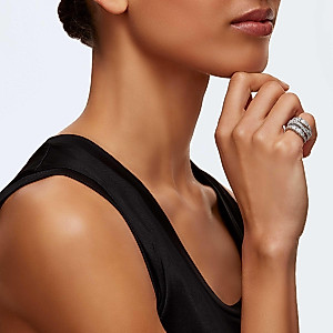 SWAROVSKI Hyperbola Ring, Mixed Cuts, Clear, Rhodium Finished; Size: Us 6; Eu 52