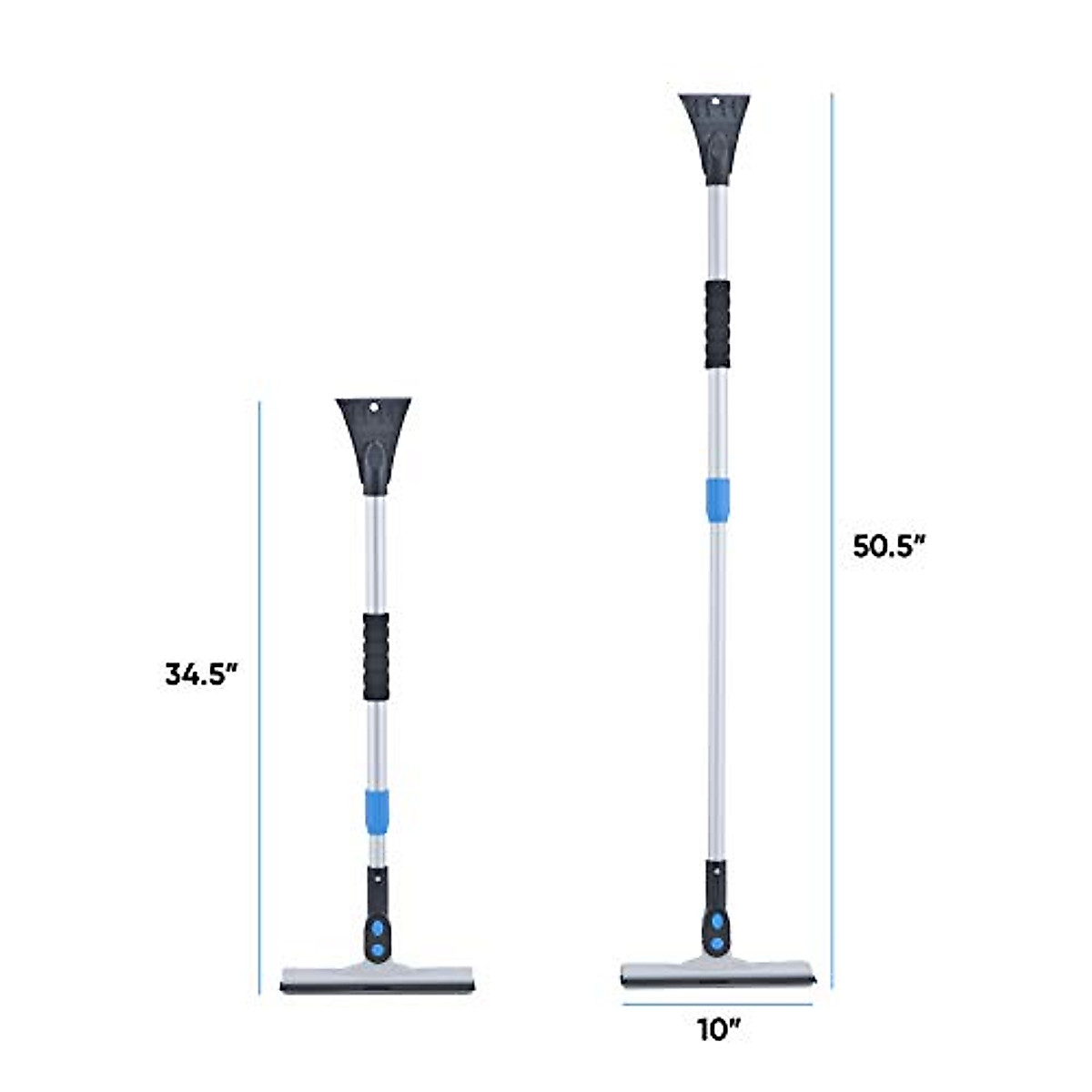 Extendable Snow Brush with Squeegee & Ice Scraper - Eva Foam Comfort Grip on Aluminum Handle, T-Shape Telescopic Auto Ice Scraper and Snow Brush - Car Truck SUV Windshield