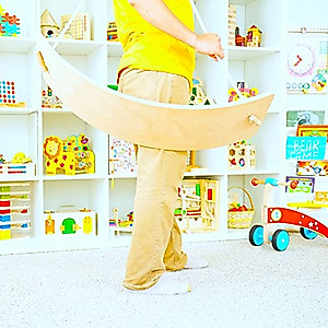 Ivy Standard Wooden Balance Board Wobble Board for Kids Toddlers, Teens, Adults, Wood Kids Toys for Kids Wobble Balance Board Kids - Kids Wooden Toys Montessori Waldorf Learning Toys Rocker Board for Yoga Exercise Physical Therapy (Kid-Toodler-Teen, Woode
