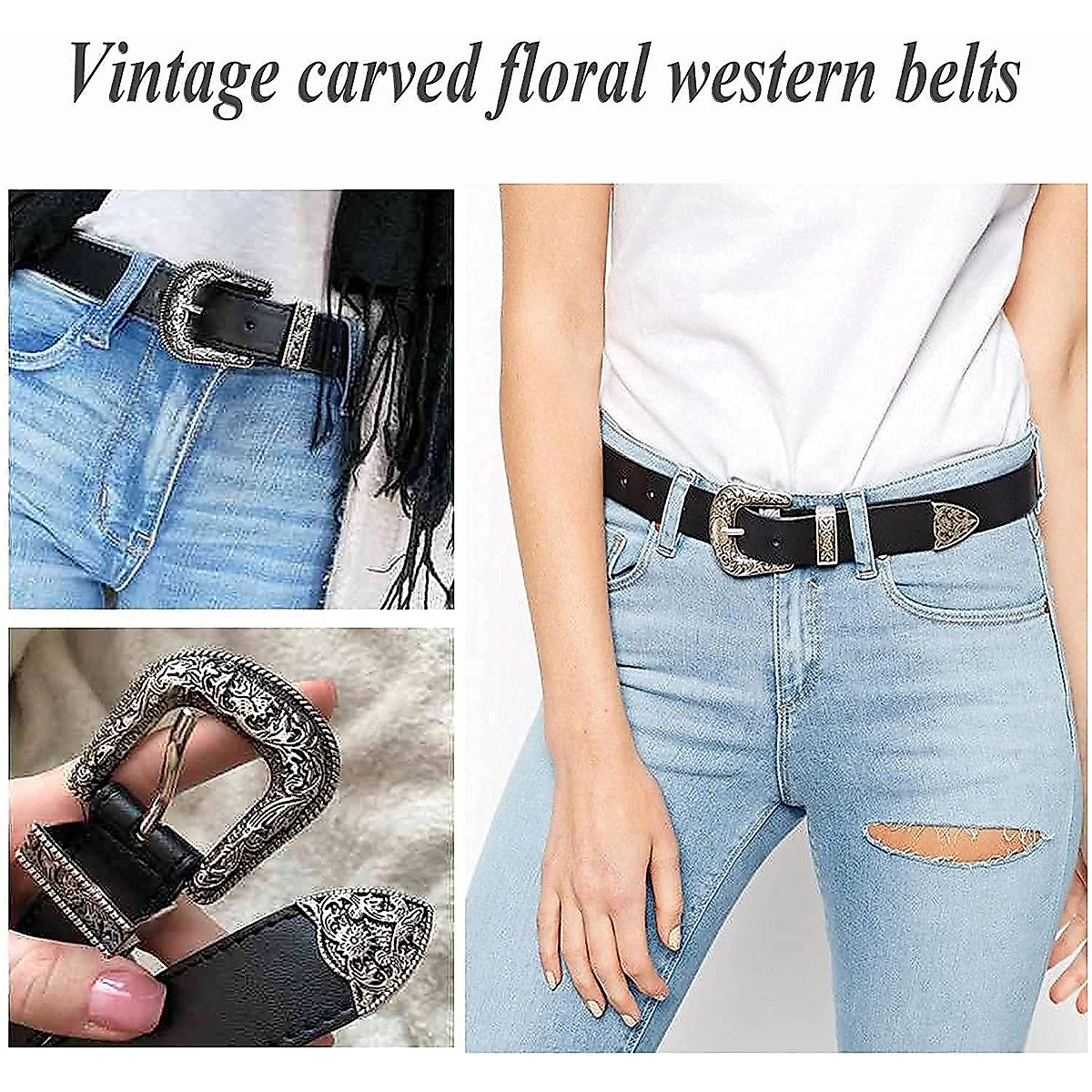 UTOWO Western-Belts-for-Women Cowgirl, Cowboy-Leather-Waist-Belts for Women Jeans Pants Dresses