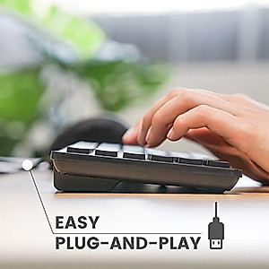Perixx PERIBOARD-117 Wired USB Keyboard with Standard US Layout and Chiclet Big Print Keys, Black