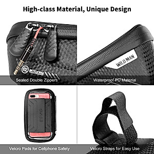 WILD MAN Bike Phone Mount Bag, Bike Accessories, Waterproof Bike Phone Holder, Mountain Bike Accessories for Adult Bikes with 3D Hard EVA, TPU Touch Screen for Phones Under 6.5”