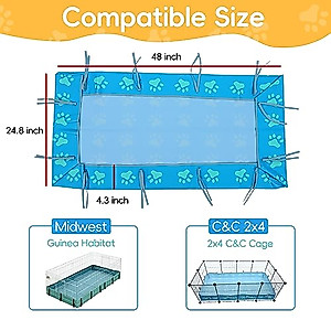 Guinea Pig Cage Liner Waterproof Oxford Bottom Pet Bedding for Rabbit Chinchilla Hedgehog Ferret Small Animals Cage C&C Playpen Accessories, 48x24 inch Blue
