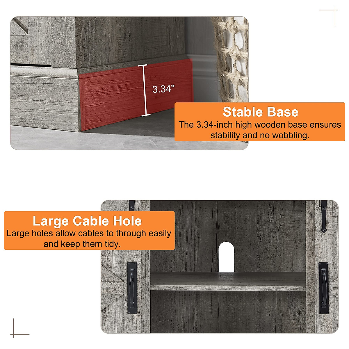 OKD Farmhouse Coffee Bar Cabinet, 58 Inch Buffet Sideboard Cabinet w/Sliding Barn Door, Adjustable Storage Shelves, Rustic Kitchen Storage Pantry for Dining Room, Living Room, Light Rustic Oak