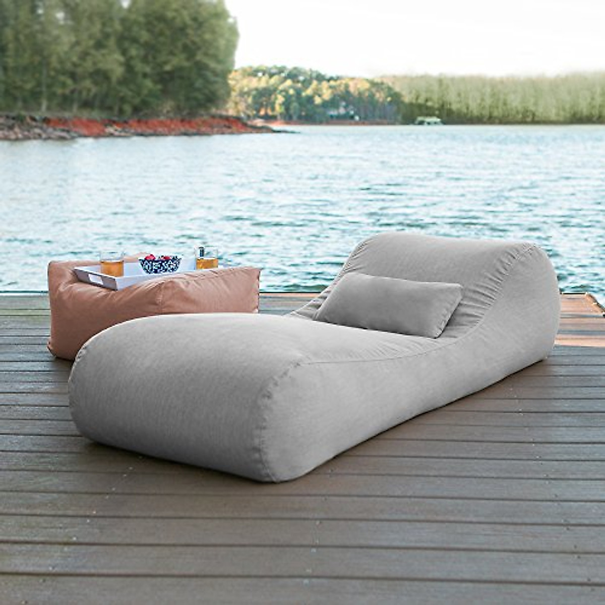Jaxx Arlo Outdoor Bean Bag Sun Lounger | Pool Patio Chaise Recliner |, Granite