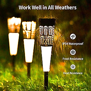 Halloween Decoration Solar Pathway Lights, Solar Garden Lights Outdoor Waterproof, Up to 12 Hrs, Solar Powered LED Landscape Lighting for Lawn, Patio, Yard, Walkway, Driveway, (Warm White) 4Pack