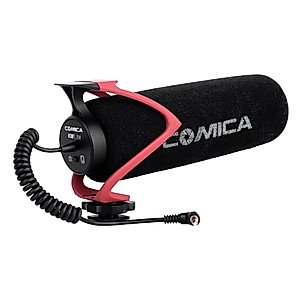comica Universal Video Microphone, CVM-V30 LITE Super-Cardioid Directional Shotgun Camera Microphone for Canon Nikon Sony Fuji DSLR Cameras and iPhone Android Smartphones(Red)