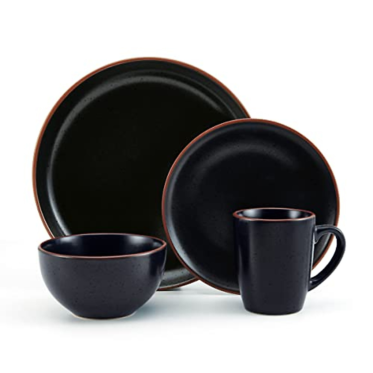 Pfaltzgraff Hunter 16 Piece Dinnerware Set, Service for 4, Black