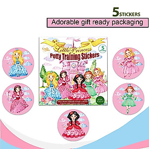 Potty Training Seat Magic Sticker Princess Toddler Potty Training Toilet Color Changing Sticker | 5 Pack Toilet Targets with Free Potty e Book | Use with/Without Potty Chart or Potty Training Watches