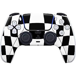 Skinit Decal Gaming Skin Compatible with PS5 Controller - Black and White Zoomed Checkerboard Design